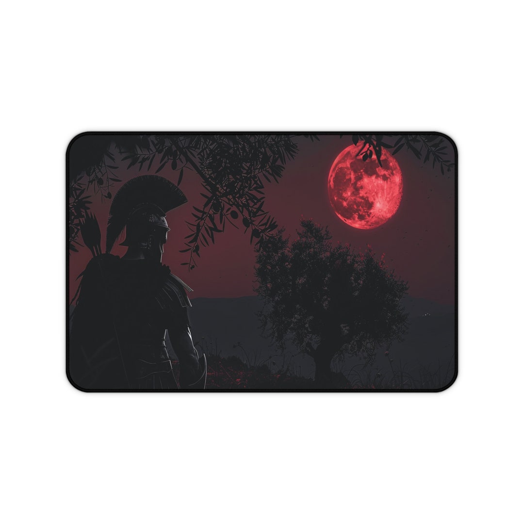 Blood Moon Warrior V2 Dark Theme Red Gaming Mousepad XXL Anti Slip Mat ...