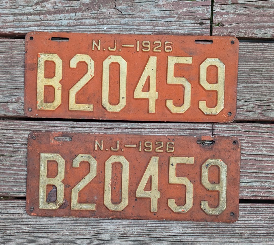 1926 New Jersey State License Plates Matching Pair. - Etsy