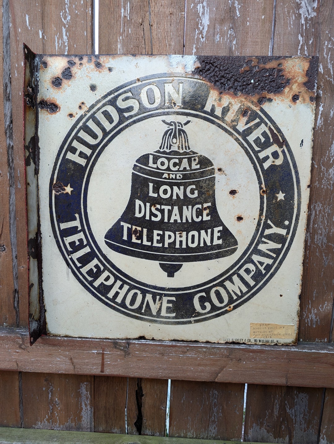 Antique 1912 Double Sided Hudson River Telephone Company Porcelain ...