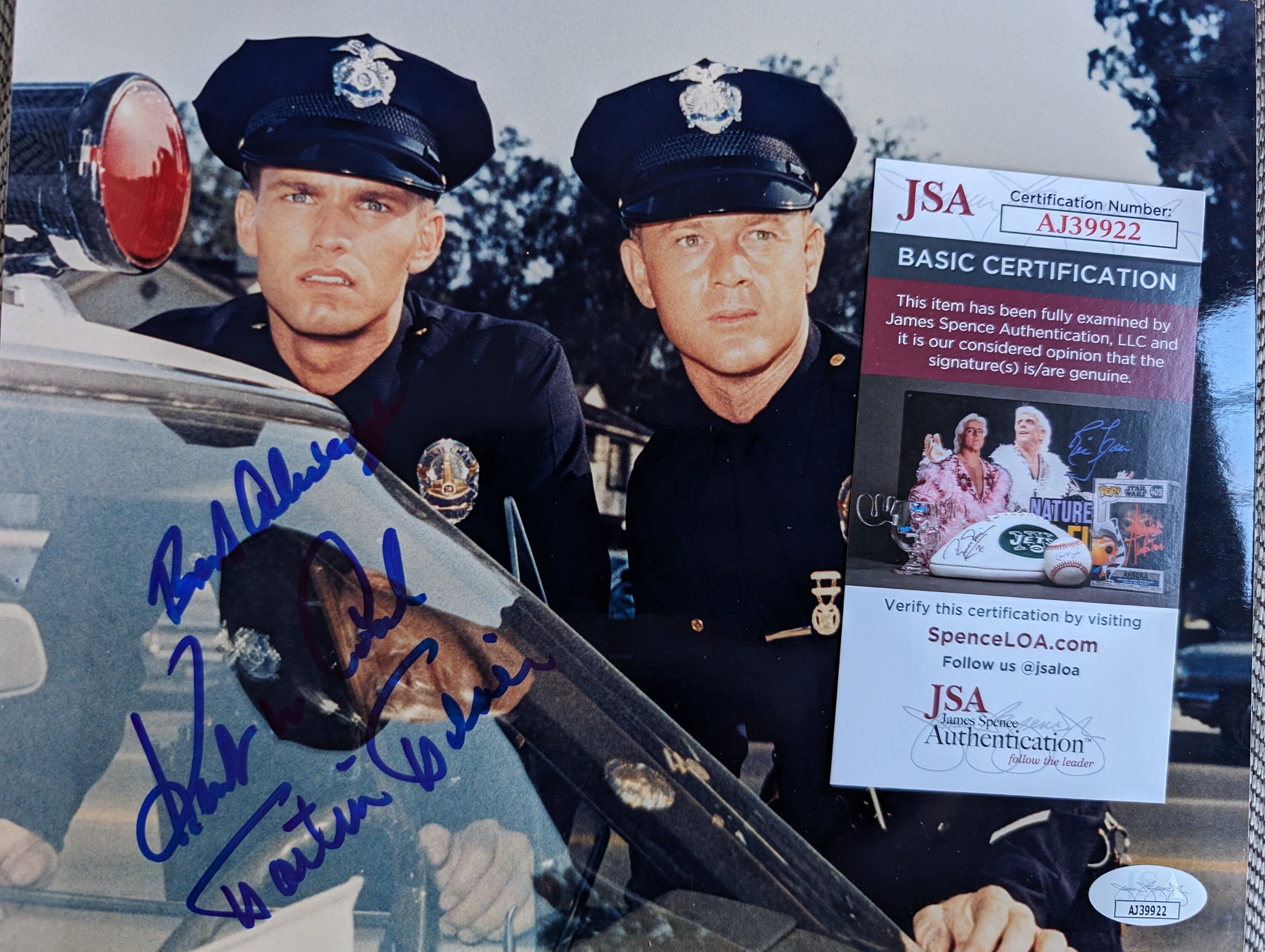 Autographed Kent Mccord Officer Jim Reed & Martin Milner Officer Pete ...