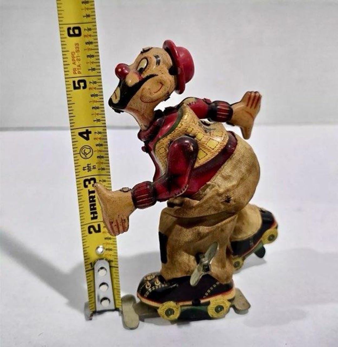 Antique 1930s Japan Skating Hobo Clown Tin Litho Wind up Toy Works - Etsy