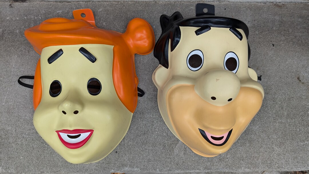Vintage 1990s Rubies the Flintstones Fred and Wilma Halloween Masks ...