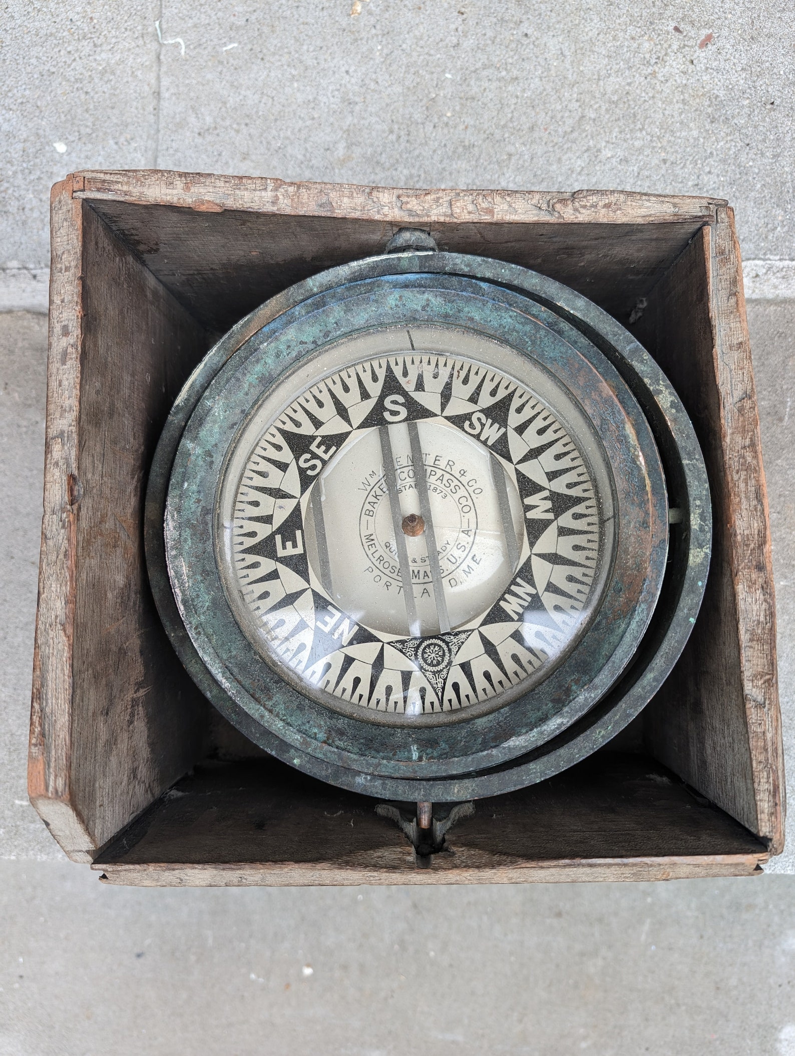 Early 1900s Brass Ship Compass Antique Gimballed Baker Compass Co. Est ...