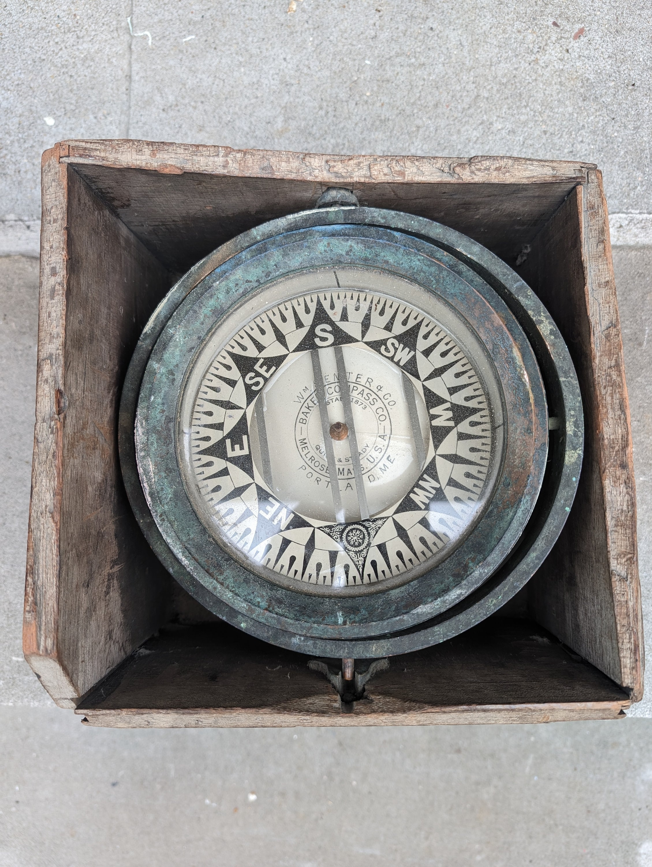 Early 1900s Brass Ship Compass Antique Gimballed Baker Compass Co. Est ...