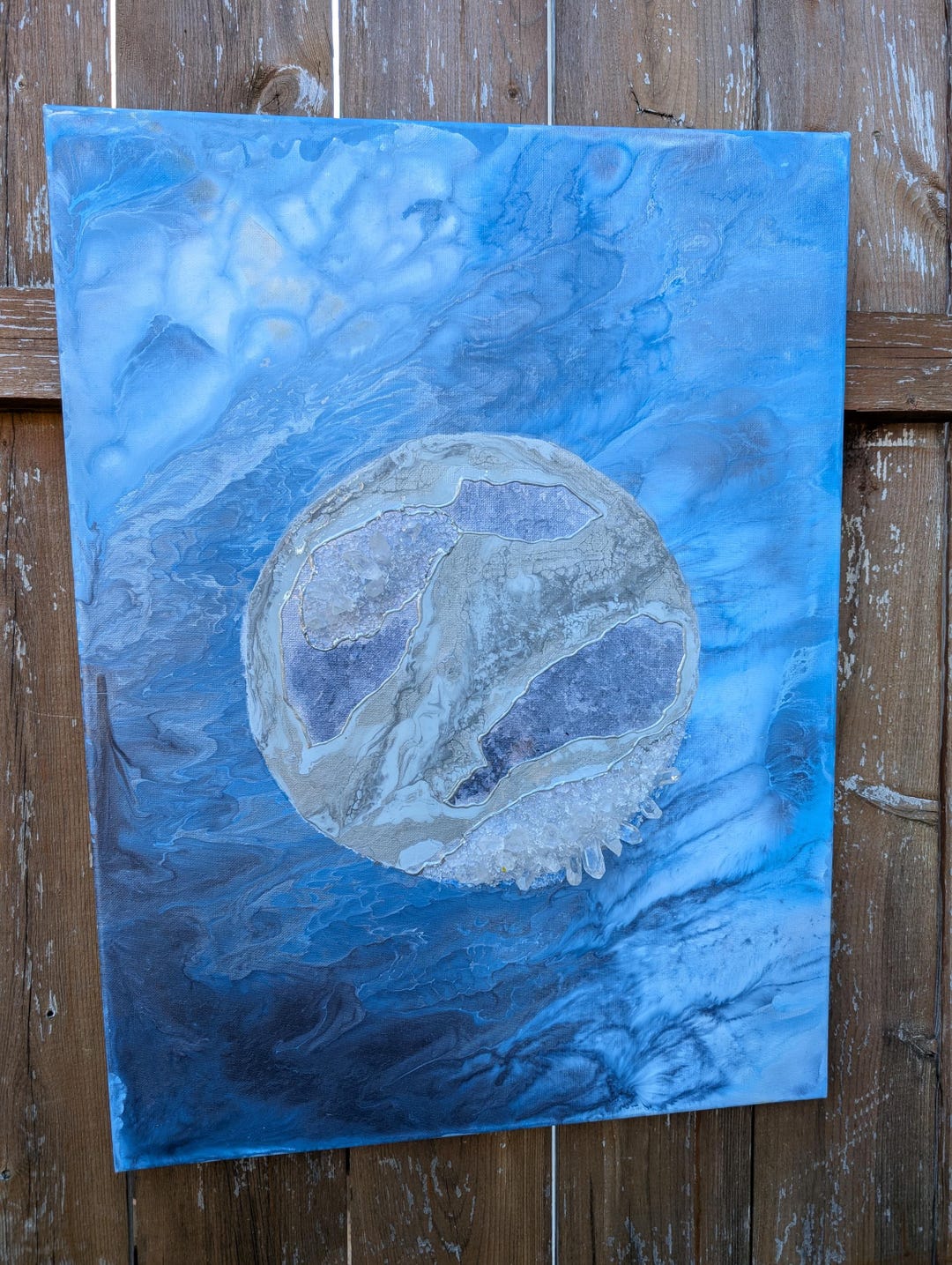 Original 3 Dimensional Oil Painting With Natural Crystals 18x24 Inch ...