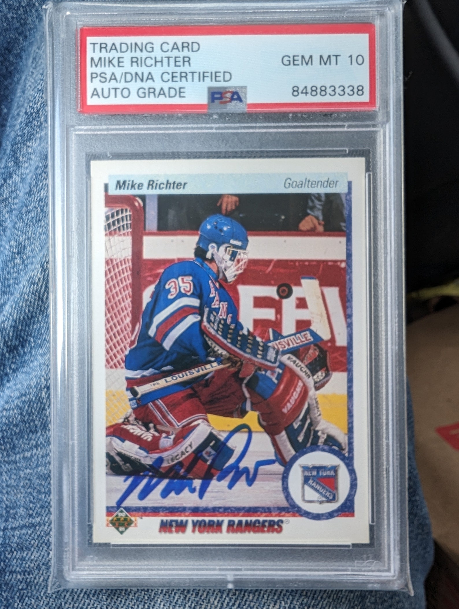 Autographed Mike Richter N.Y. Rangers Goalie Upper Deck Rookie Card PSA ...