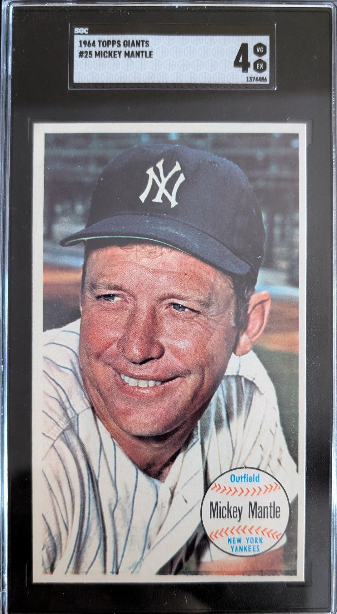 1964 Topps Giants Mickey Mantle Baseball Card Grades 4 Very Good ...