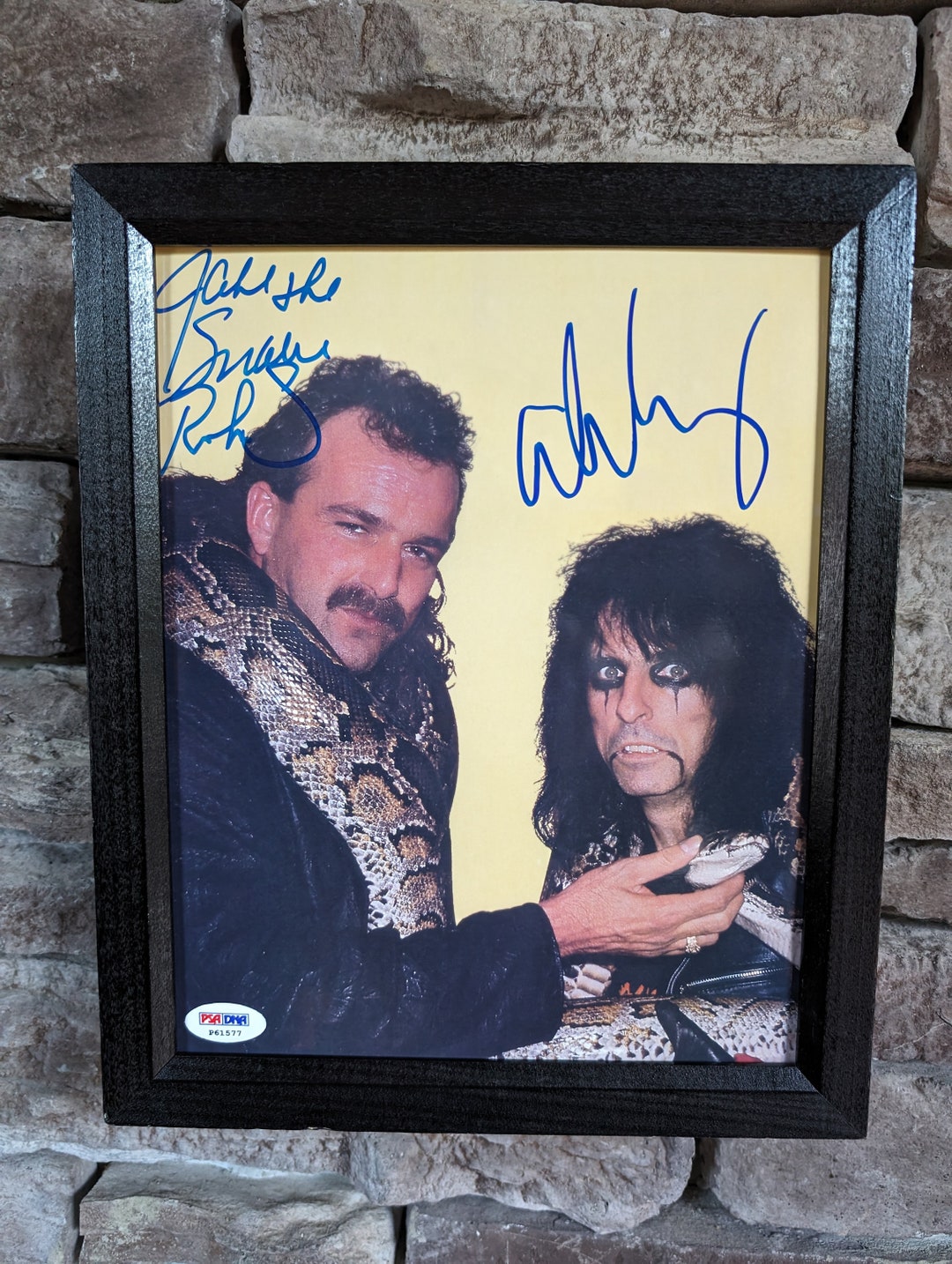 Autographed Jake the Snake Roberts & Alice Cooper 8x10 Inch Framed ...