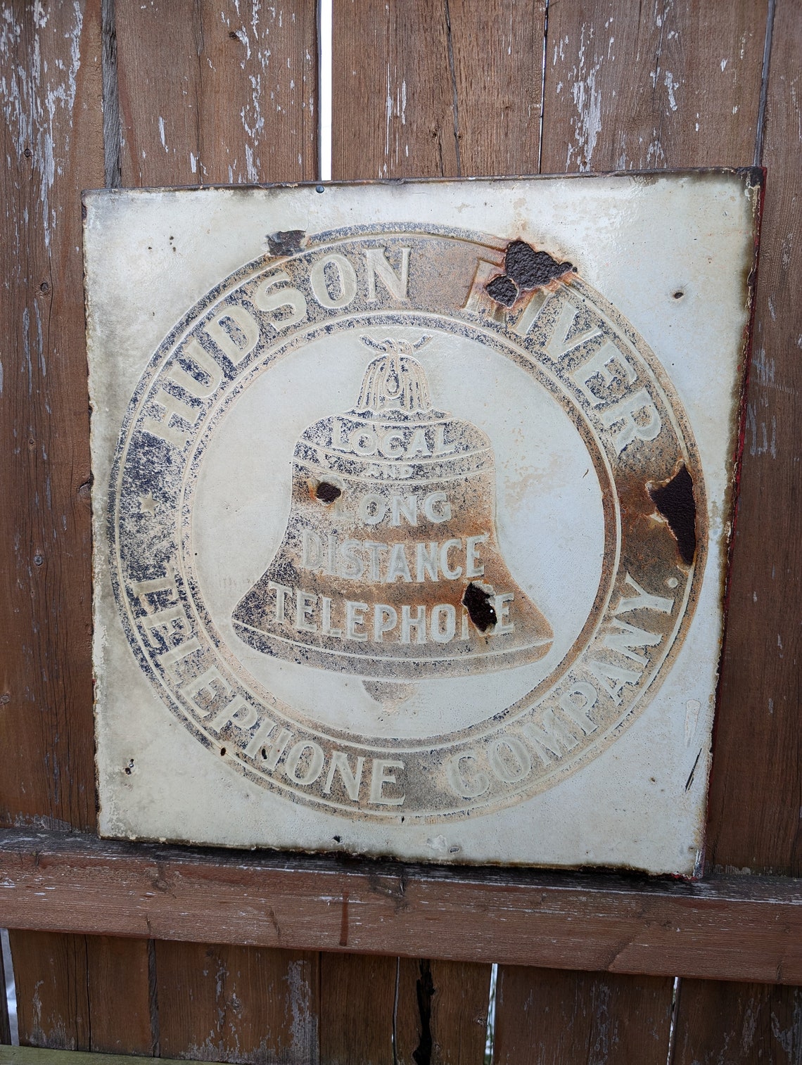 Antique 1912 Double Sided Hudson River Telephone Company Porcelain ...