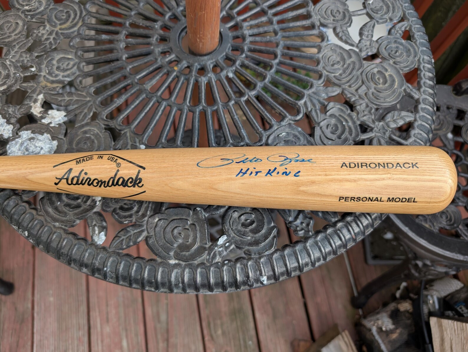 Autographed Pete Rose Baseball Bat Hit King Inscription With ...