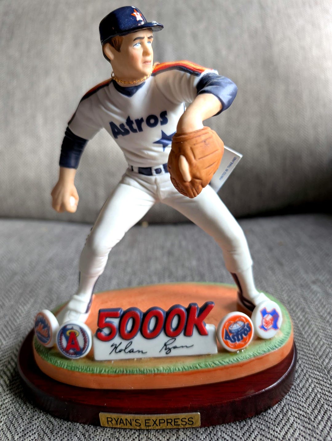 1980s Sports Impressions Limited Edition Porcelain Statue on a Wood ...