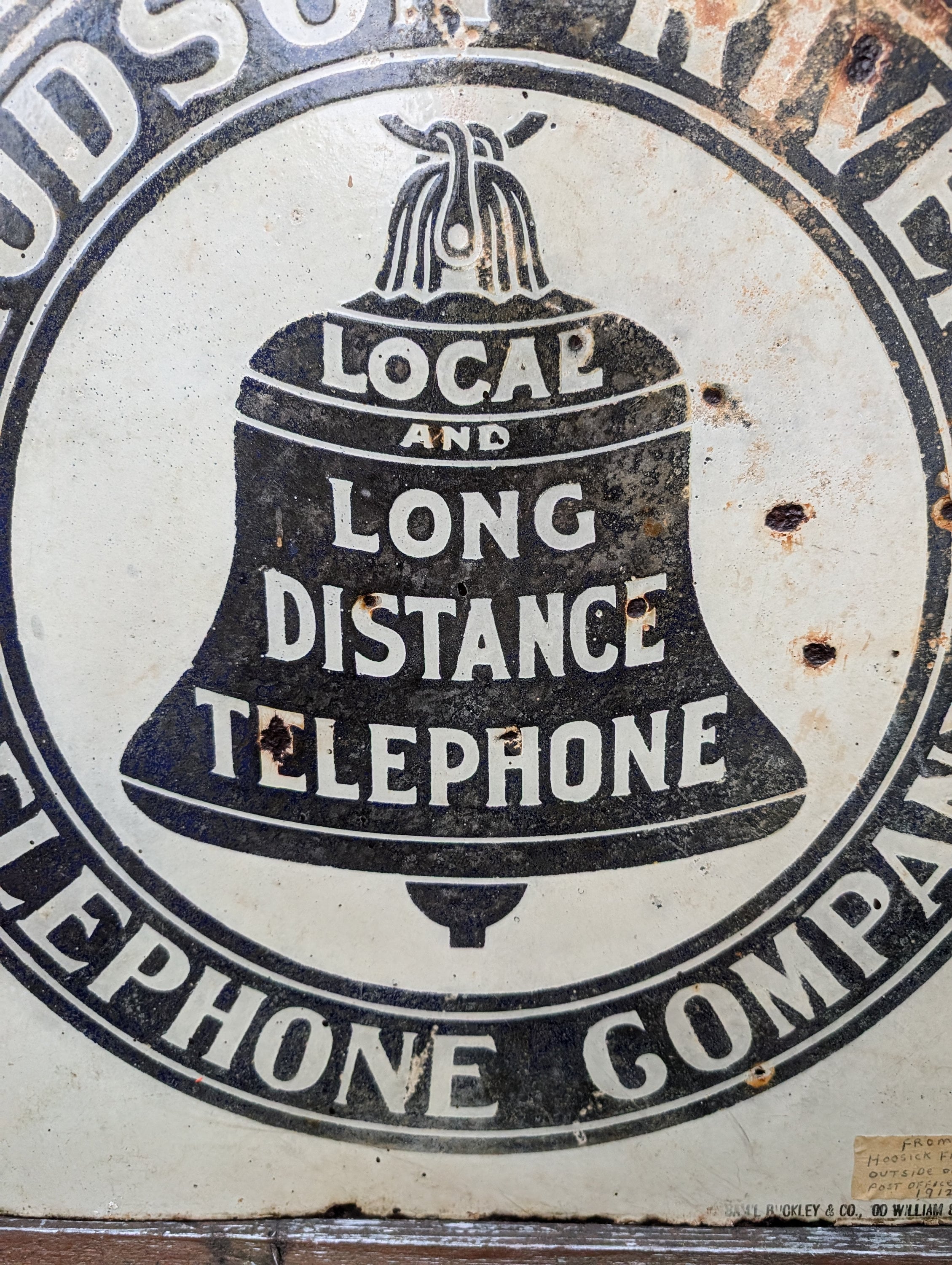 Antique 1912 Double Sided Hudson River Telephone Company Porcelain ...