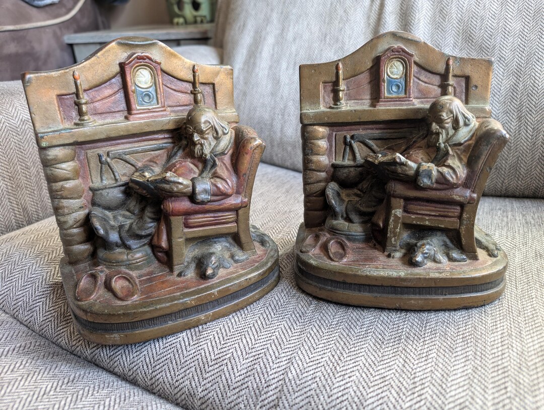 Antique 1920s Armor Bronze Clad Fireside Bookends by G.S. Clad - Etsy