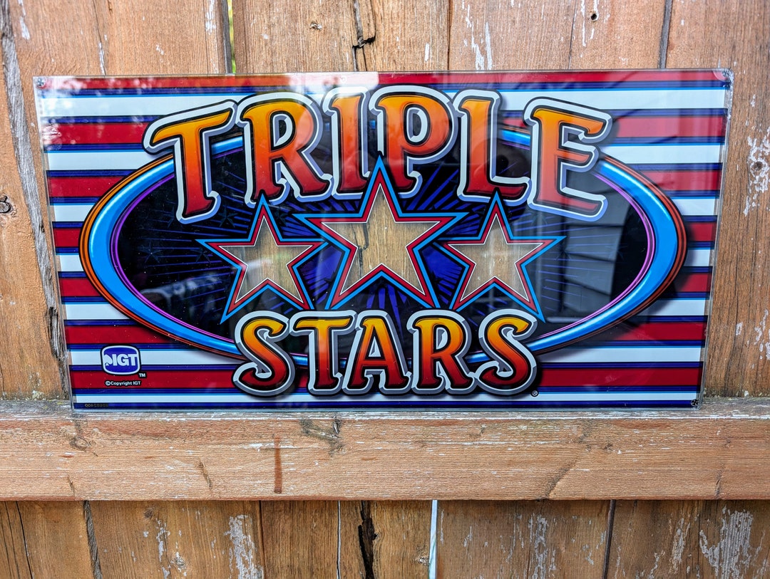 Vintage Slot Machine Glass Tripple Stars Glass Casino Slot Machine Sign ...