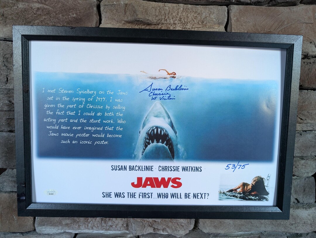 Autographed Susan Backlinie Jaws First Victim Chrissie JAWS 11x17 Inch Limited Edition Numbered ...