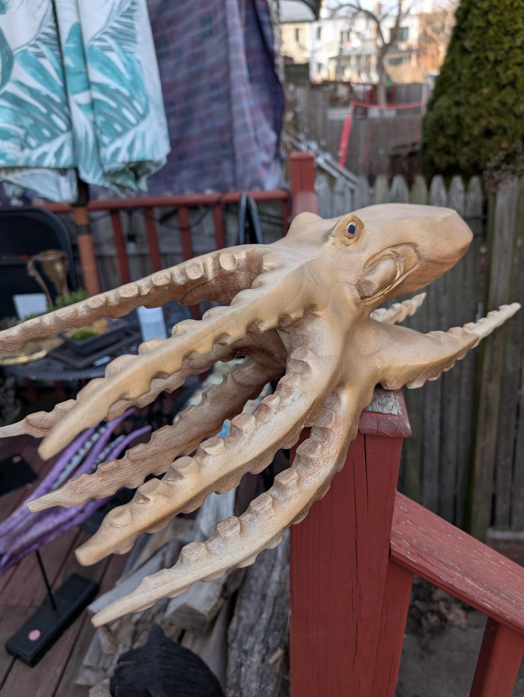 Hand Carved Teak Wood Octopus Statue From Bali. Hand Carved From a ...
