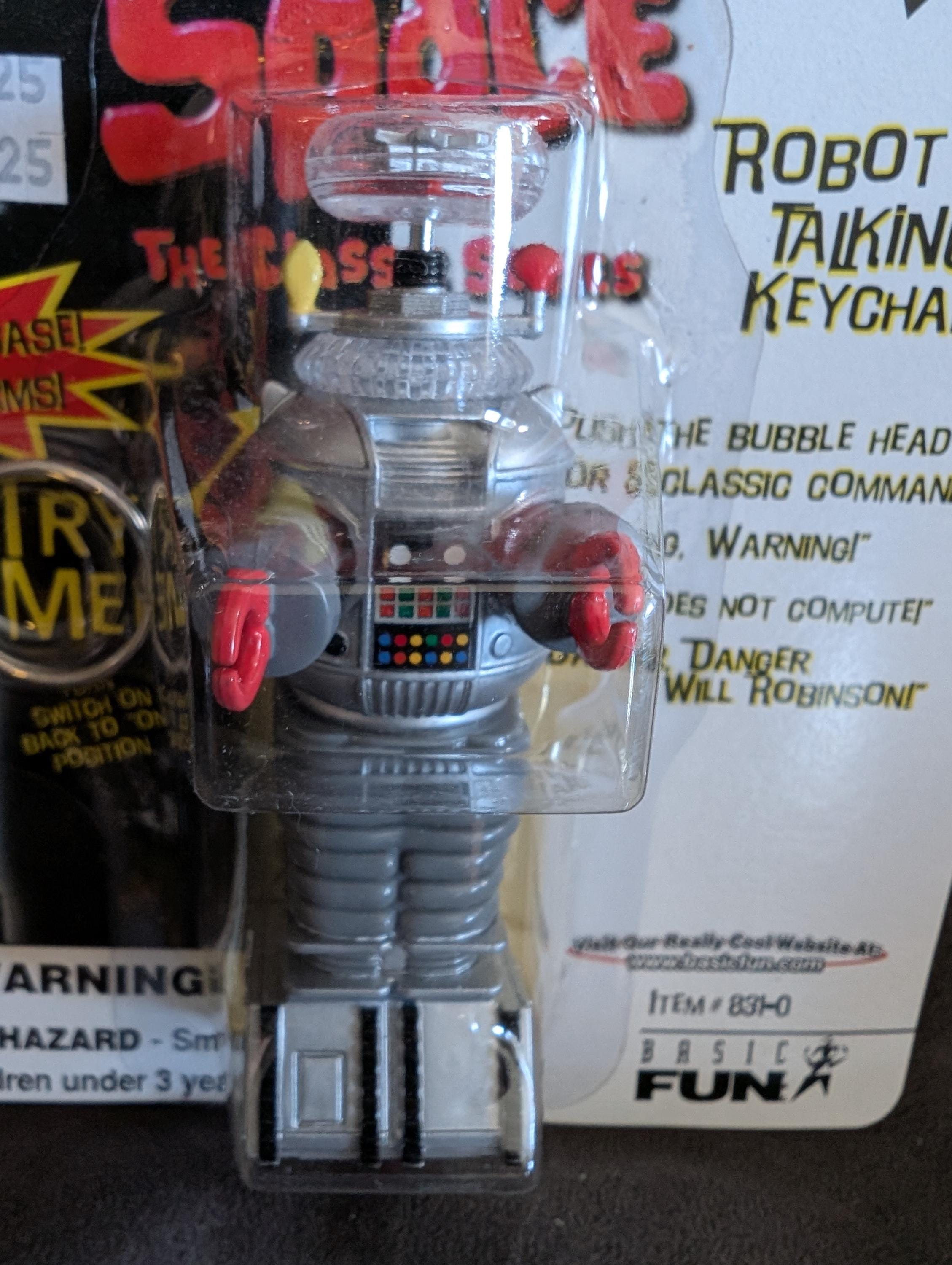 Vintage Basic Fun Lost in Space Space Robot B-9 Talking Keychain in Original Package Never ...