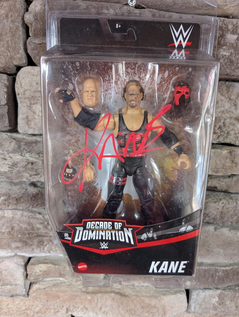 Autographed WWF WWE Kane Mattel Decade of Domination Elite Collection ...