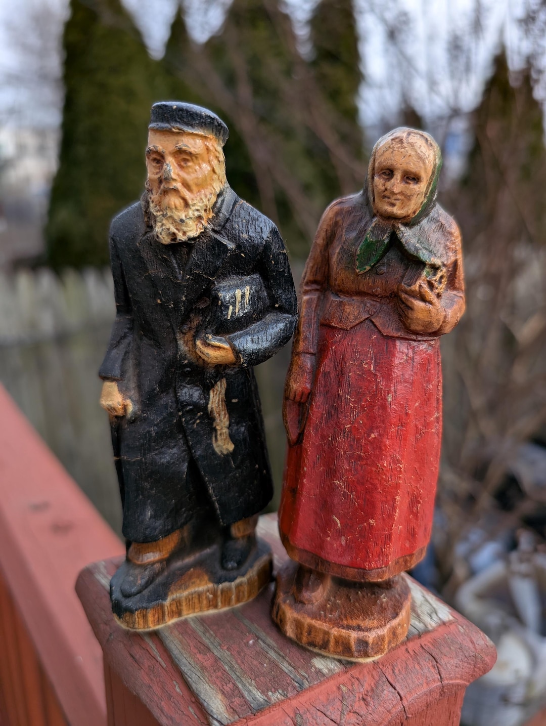 Hand Carved 1940s Syroco Wood Old Jewish Couple Figures Rabbi and His ...