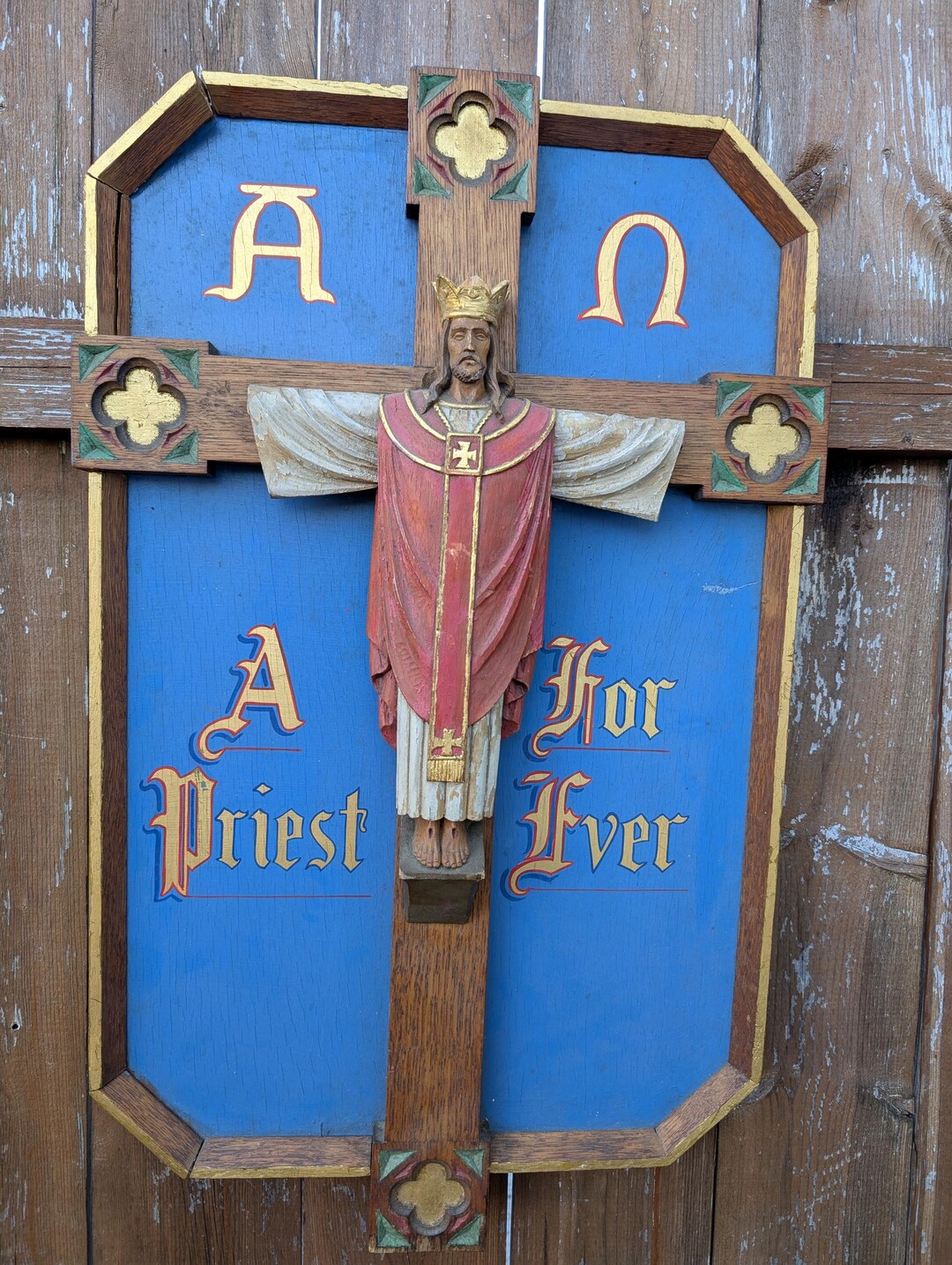 Antique 1940s Hand Carved Wood Crucifx From an Old Church in Upstate NY ...