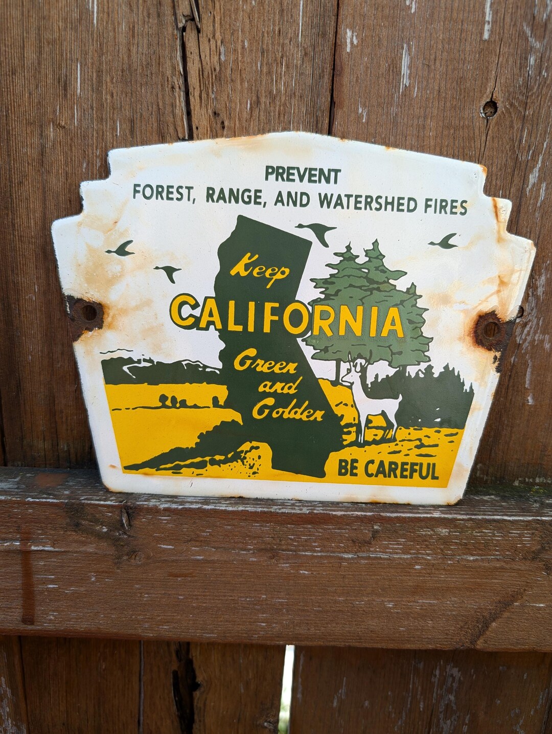 Vintage 1950s California Stat Wild Fire Prevention Porcelain Sign ...