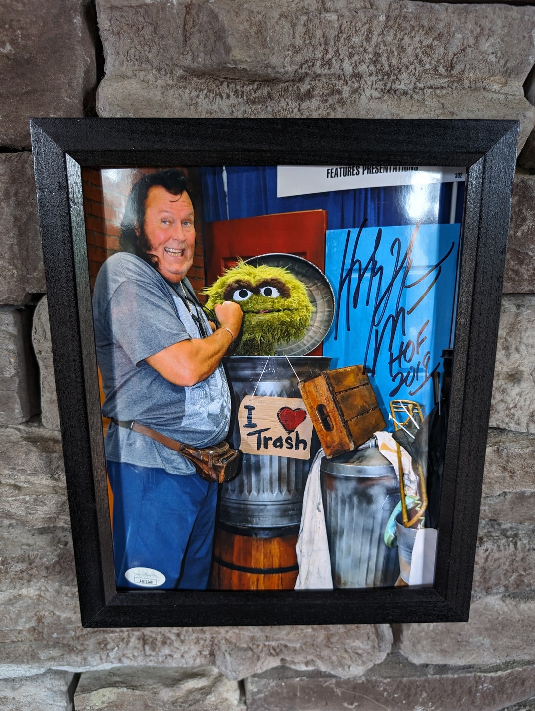 Autographed the Honky Tonk Man WWF Rare Photo With Oscar the Grouch ...
