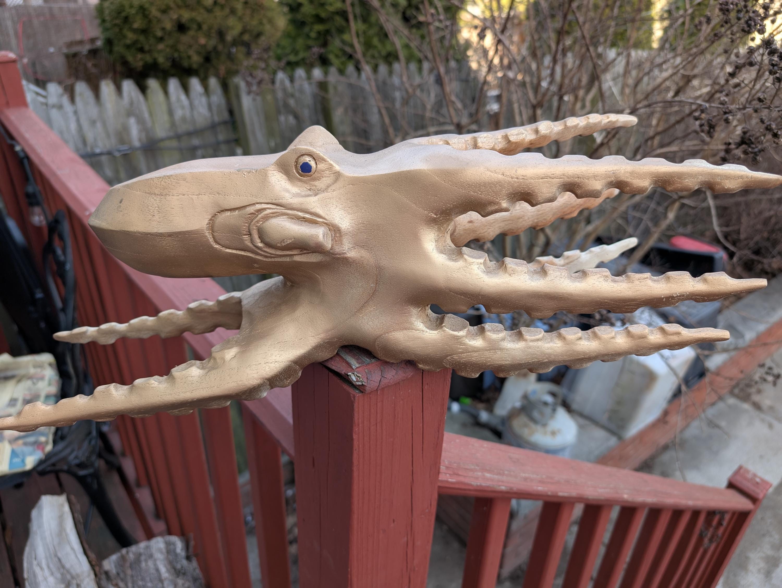 Hand Carved Teak Wood Octopus Statue From Bali. Hand Carved From a ...