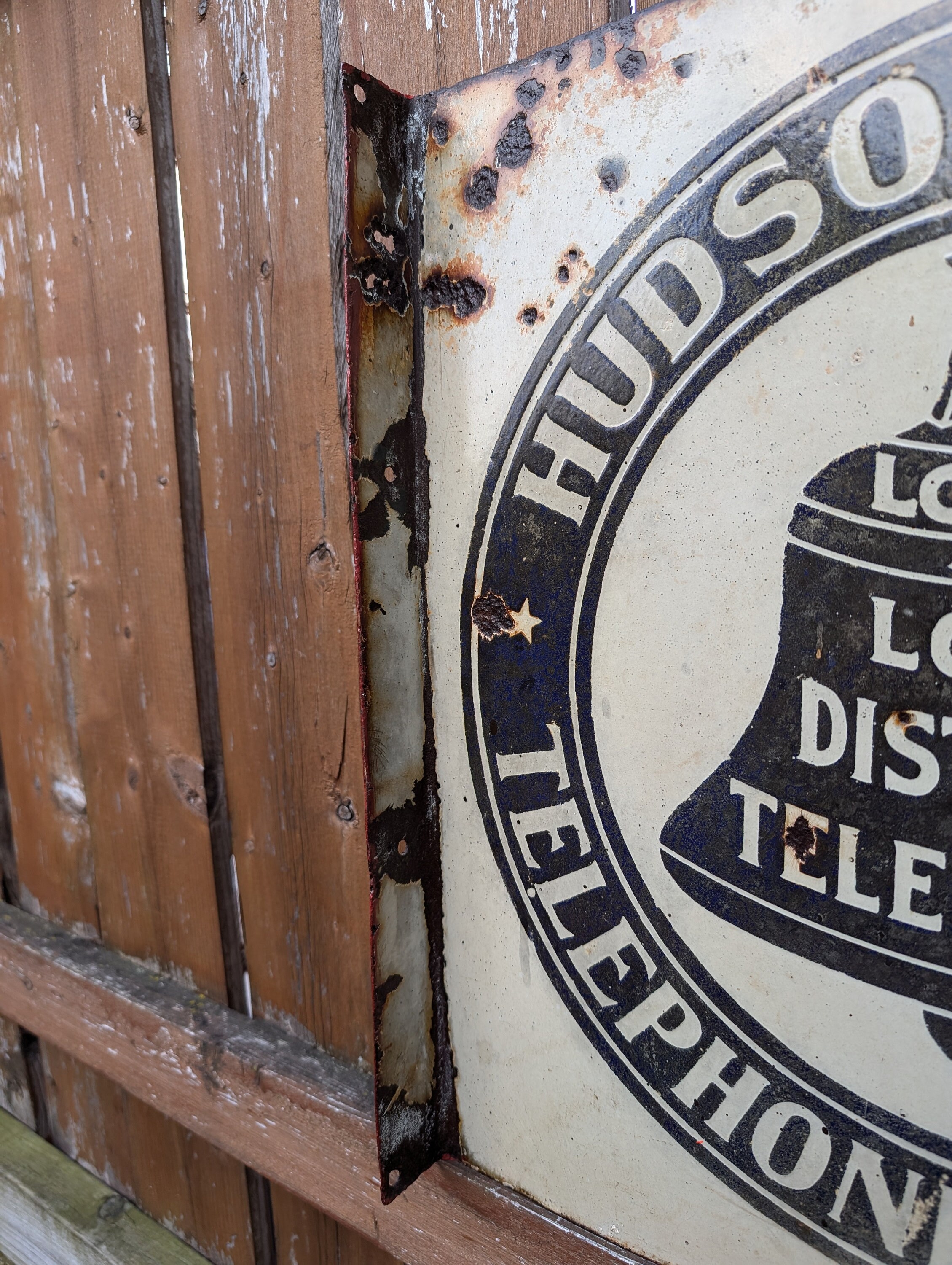 Antique 1912 Double Sided Hudson River Telephone Company Porcelain ...