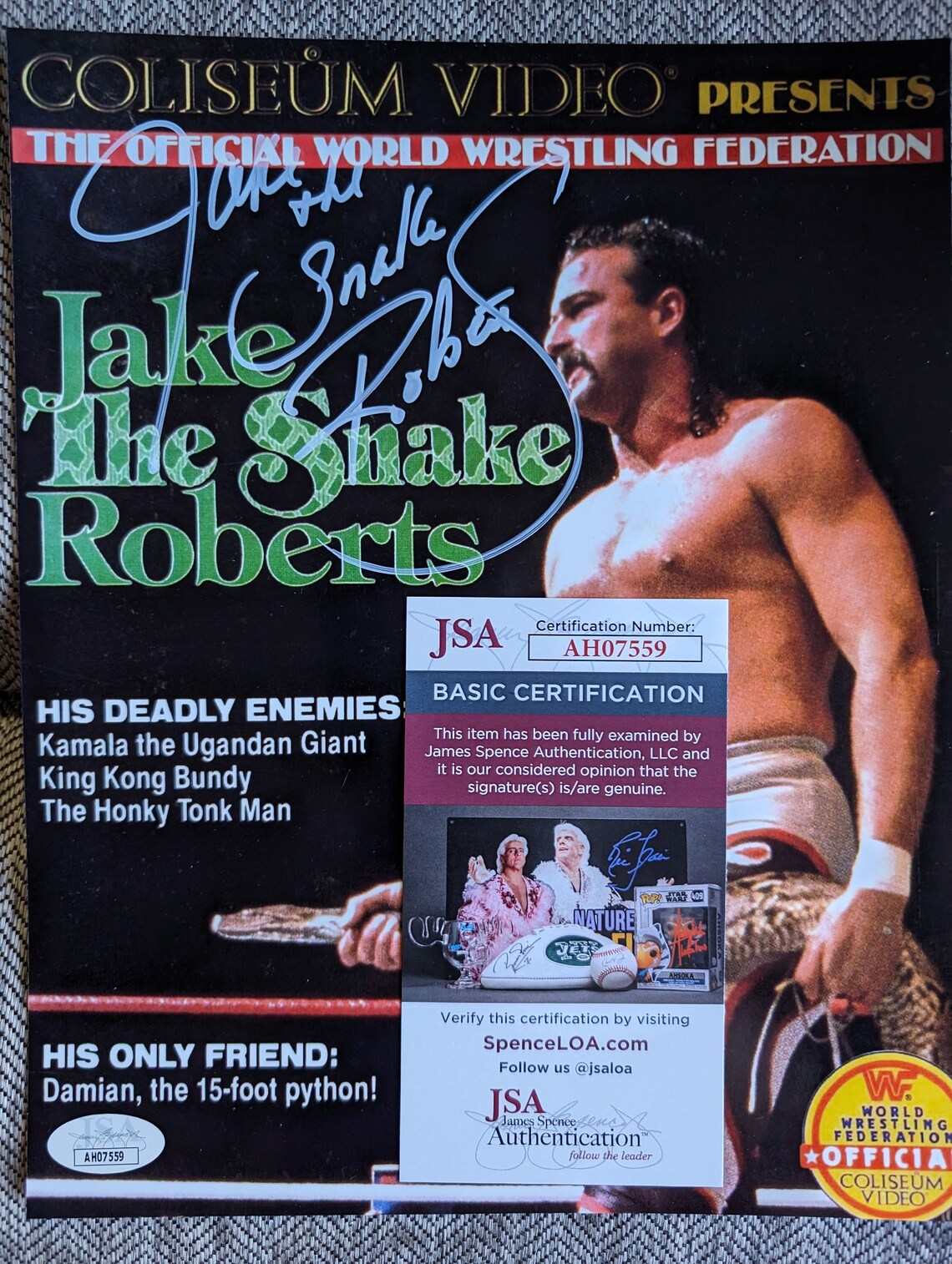 Autographed Jake the Snake Roberts 8x10 Inch Framed Photo With ...