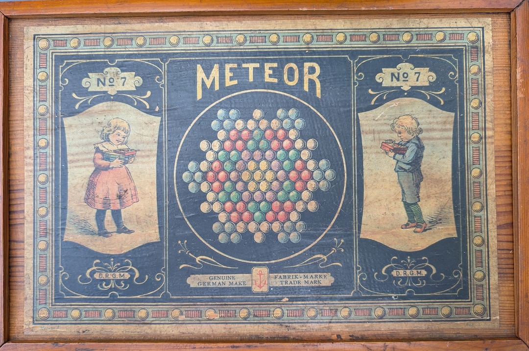 Antique 1880s Meteor Marble Game #7 in a Wood Box. Made in Germany ...