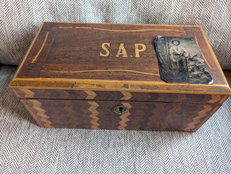 Antique Civil War Era Wood Box With Initials Owned by an Identified ...