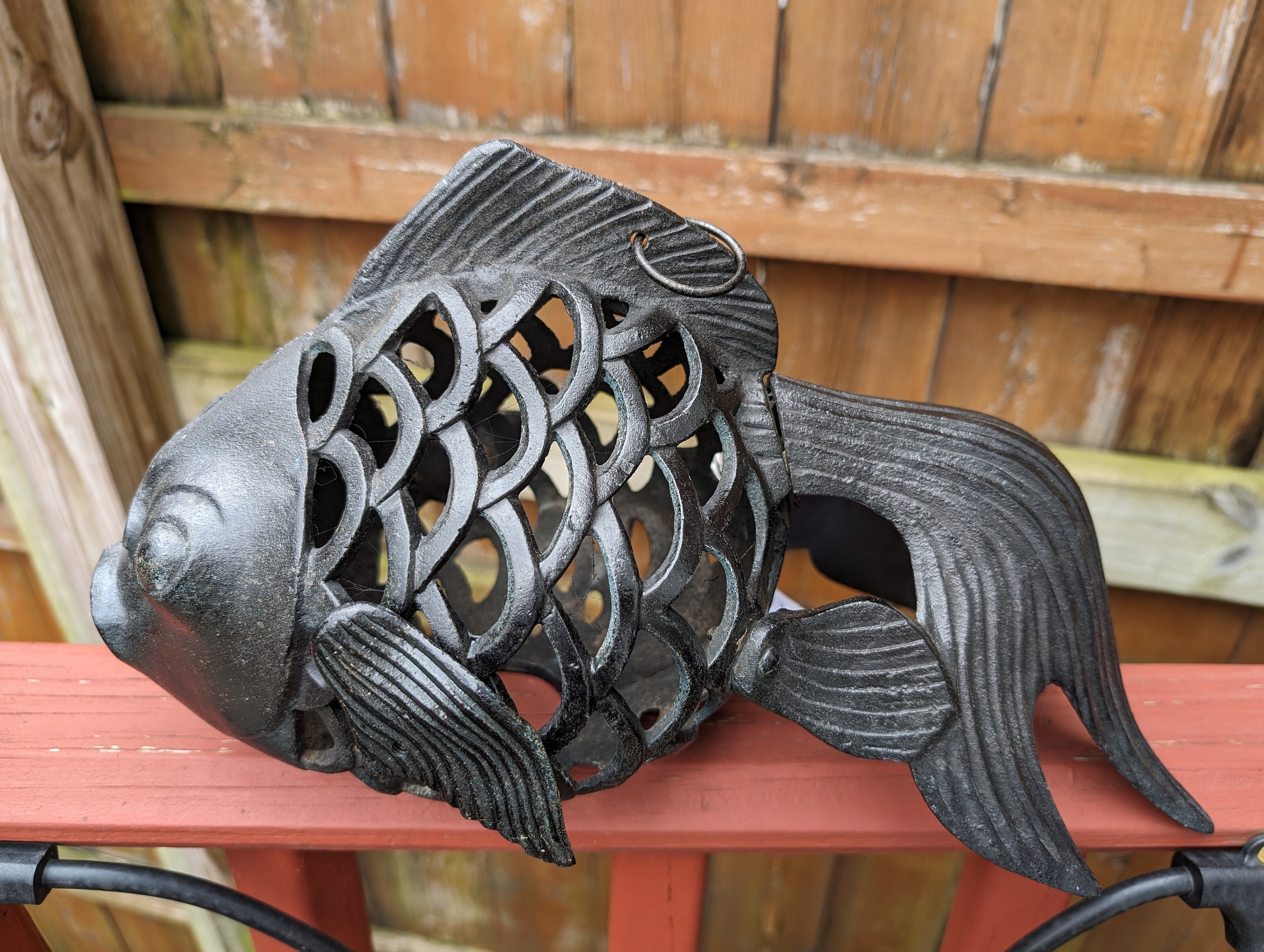 Vintage Cast Iron Goldfish Candle Lantern - Etsy