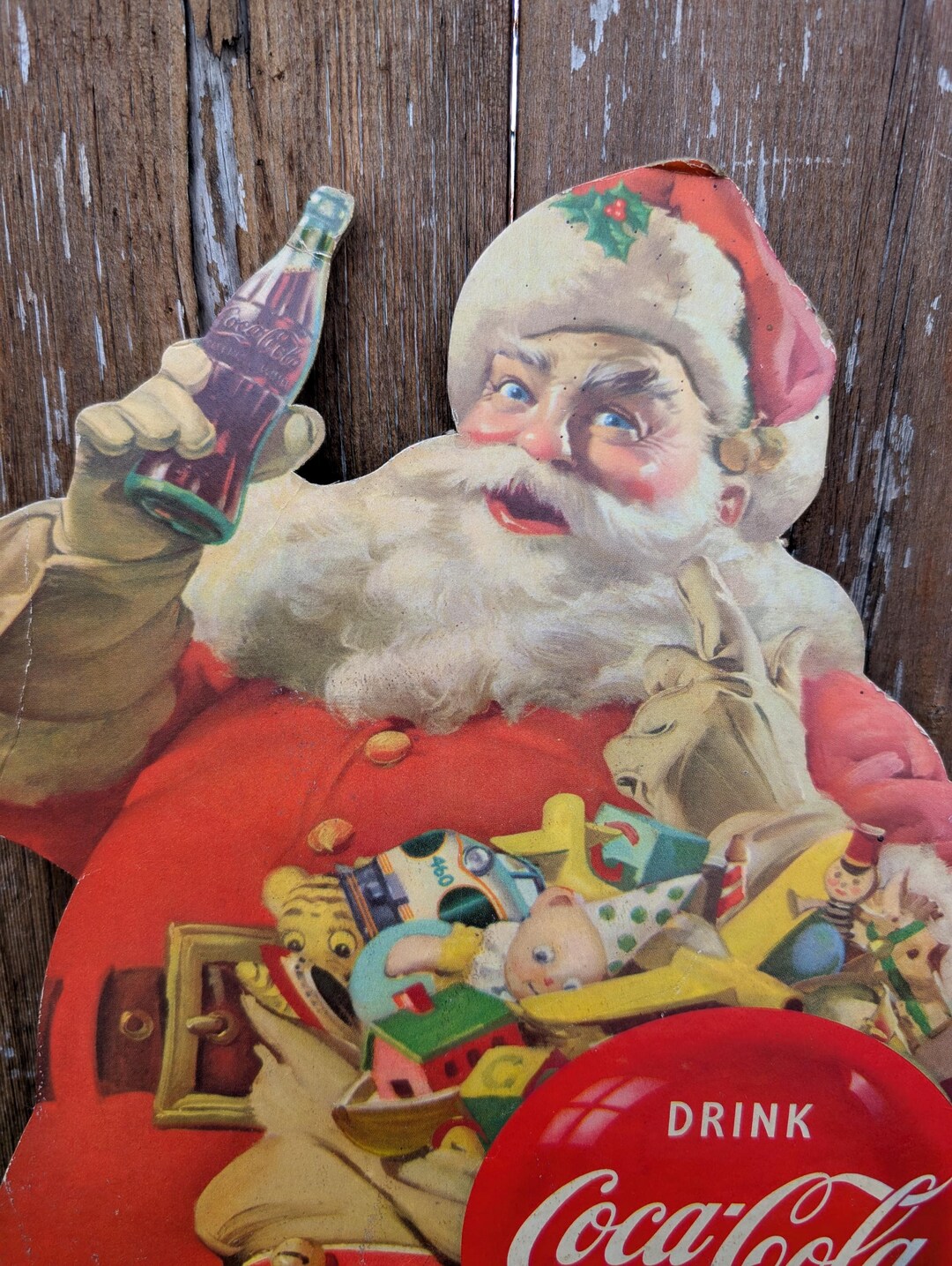 Vintage 1950s Coca-cola Santa Claus Cardboard Standee Counter Display ...