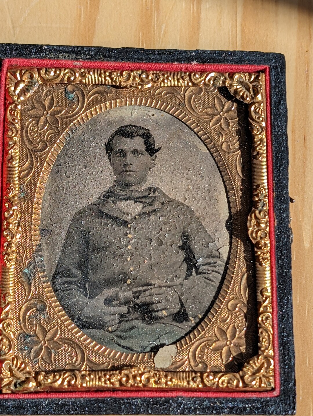 Antique Civil War Tintype Photo of an Armed Confederate Soldier in ...