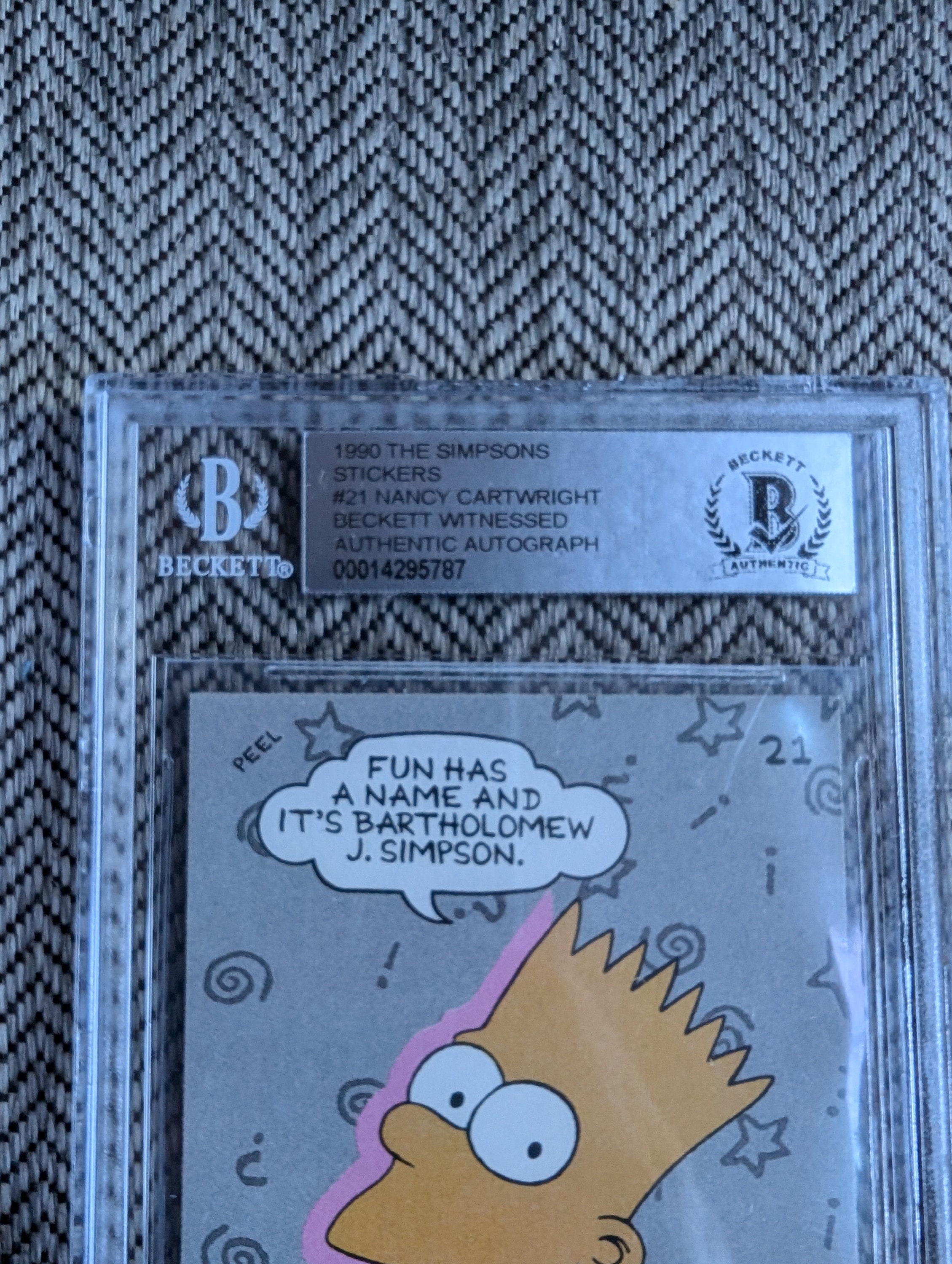 Autographed Nancy Cartwright Voice of Bart Simpson 1990 Topps Sticker ...