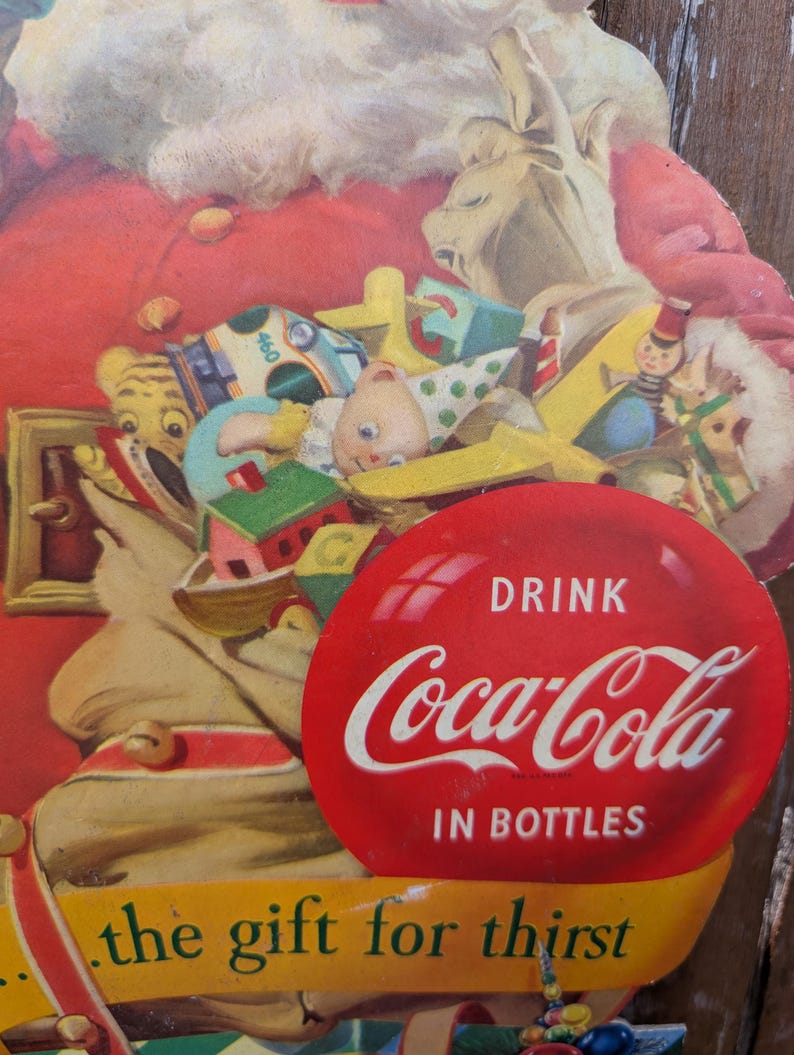 Vintage 1950s Coca-cola Santa Claus Cardboard Standee Counter Display ...