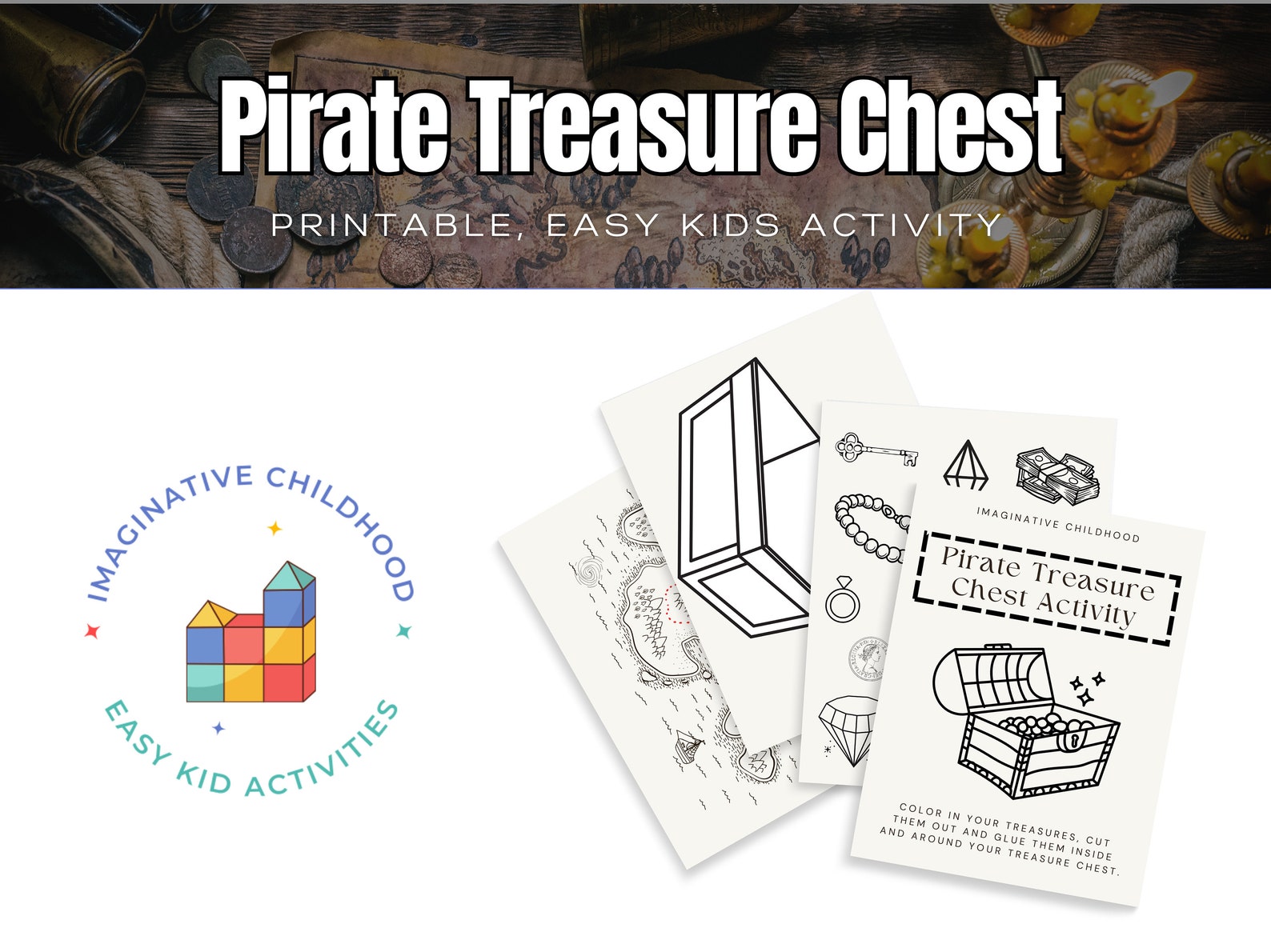 Pirate Treasure Chest Printable Activity | Kids Coloring Pages (PDF ...