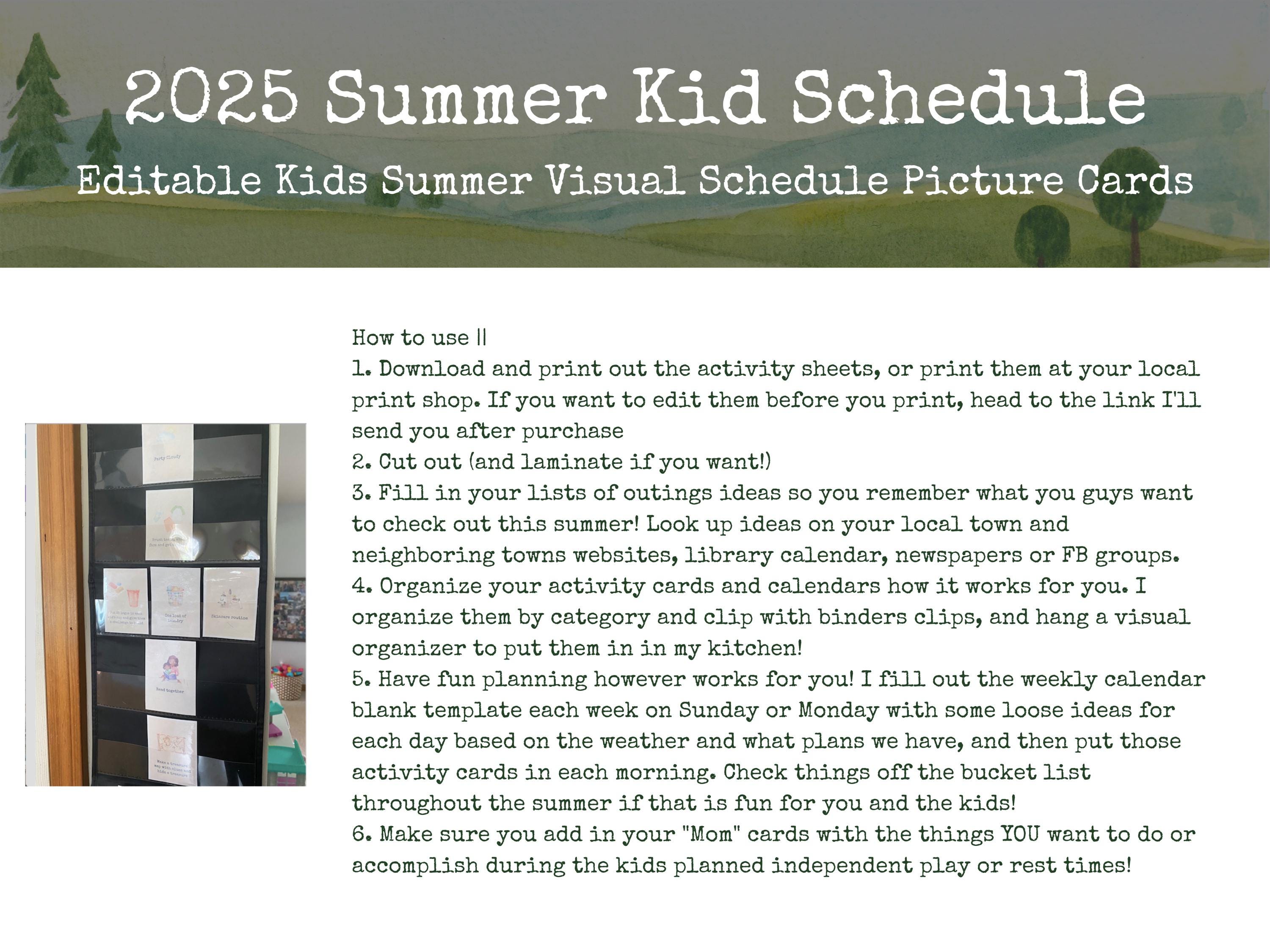2025 Summer Kid Schedule | Printable Editable Kids Summer Visual ...