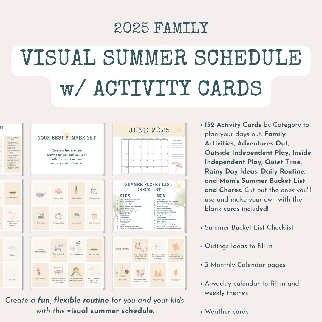 2025 Summer Kid Schedule | Printable Editable Kids Summer Visual ...