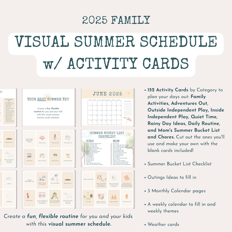 2025 Summer Kid Schedule | Printable Editable Kids Summer Visual ...