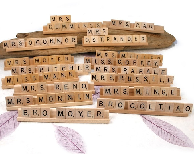 CUSTOM Scrabble Letters Nameplate Placeholder Product Desk Company Sign ...