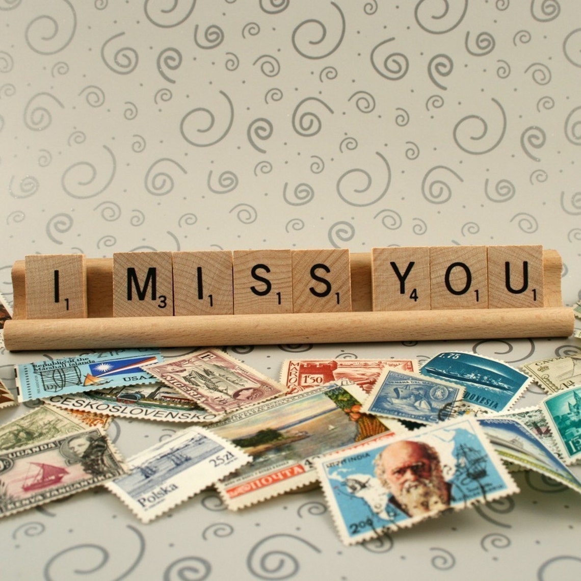 I MISS YOU Scrabble Letters Sign | Recycled Eco Friendly | Genuine Game ...