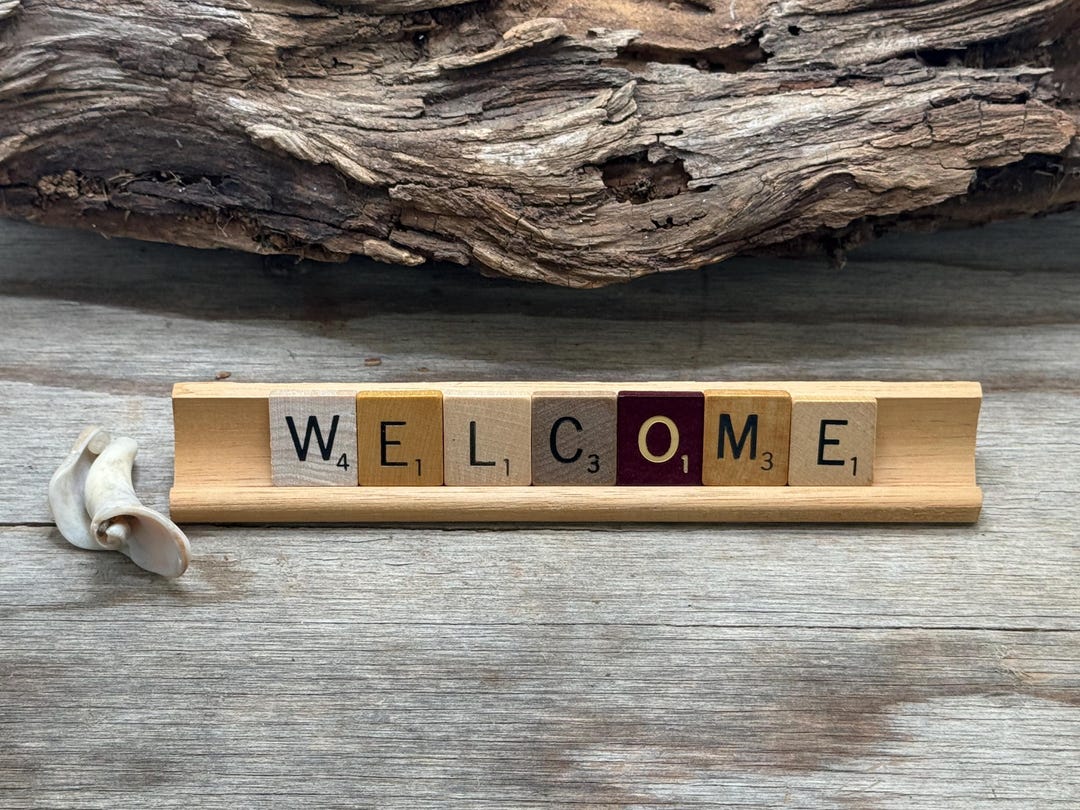 WELCOME Scrabble Letters Sign | Recycled Eco Friendly | Genuine Game ...