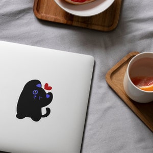 Adorable Winking Cat Sticker Cute Black Cat With Heart for Laptops ...