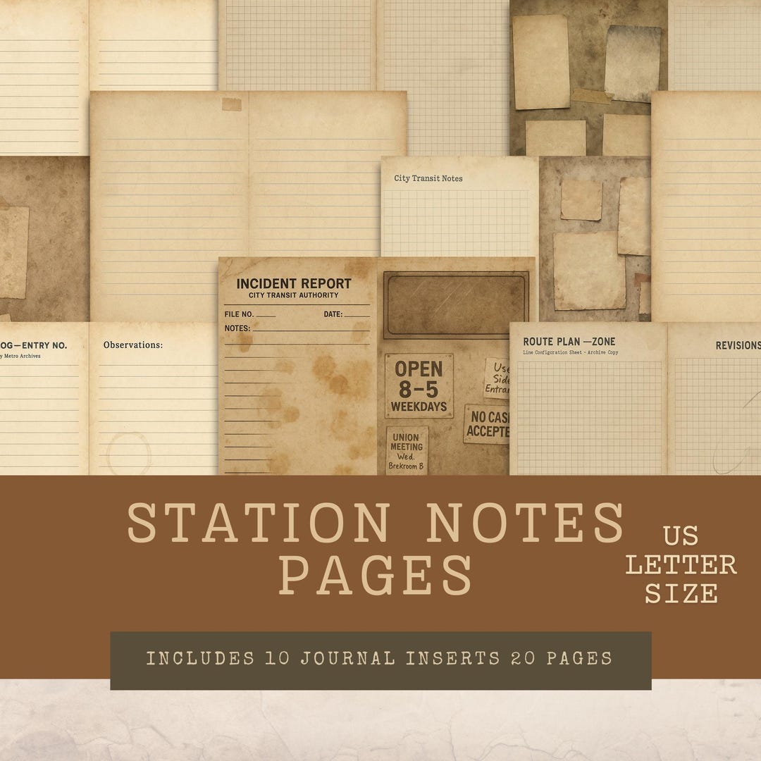 Station Notes Ledger Paper – Junk Journal Filler Pages Ephemera ...