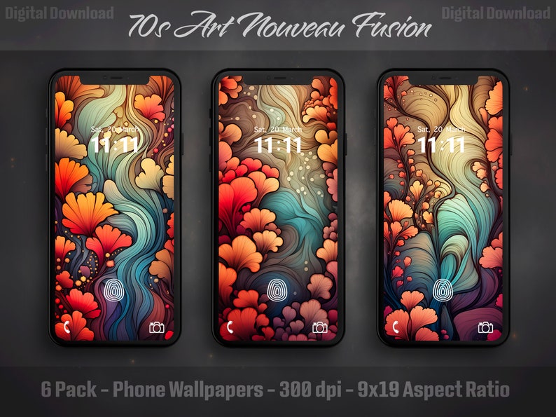 Vintage '70s Meets Art Nouveau Phone Wallpapers Retro Elegance for Your ...