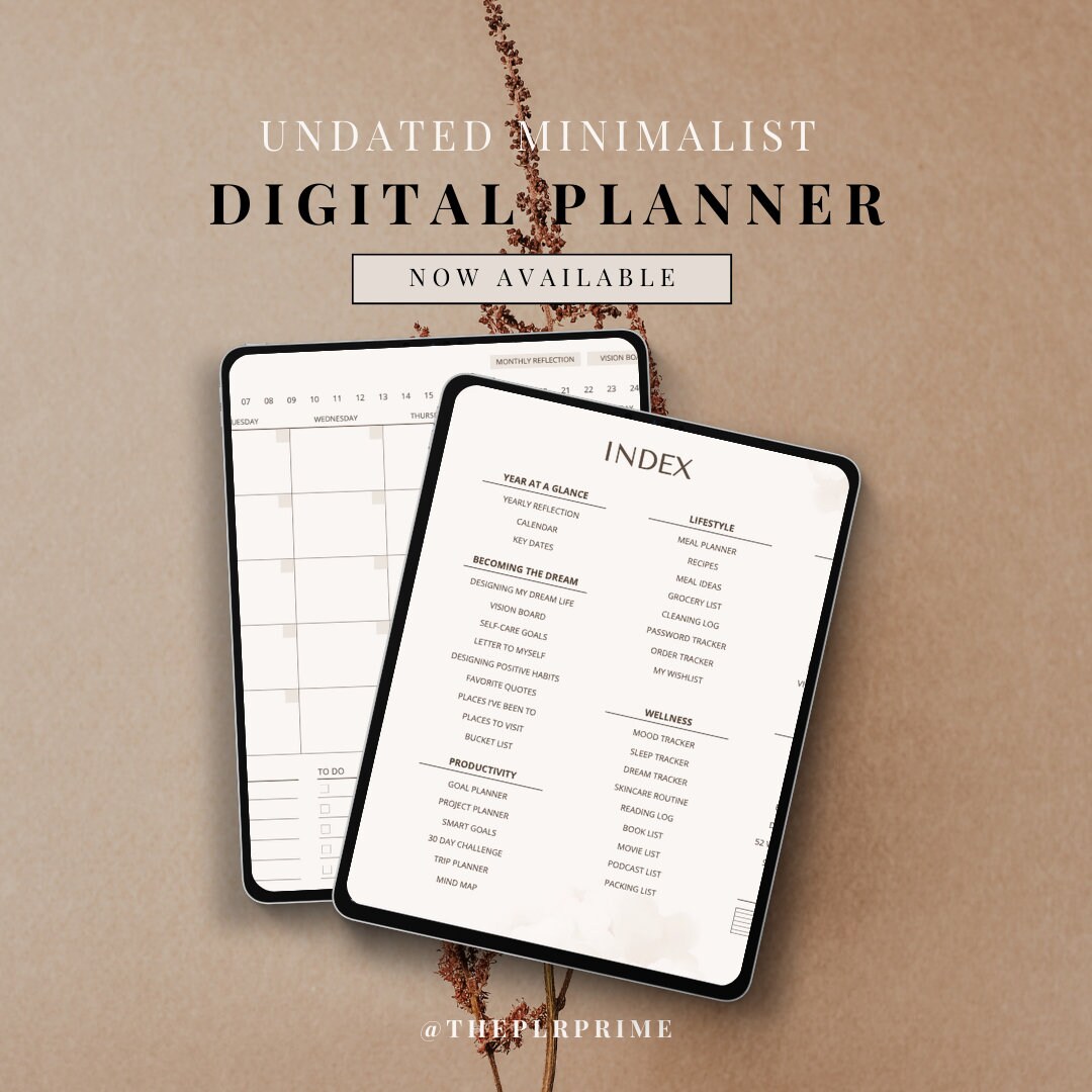 PLR Digital Planner Undated, Goodnotes Planner, iPad & Android Planner ...