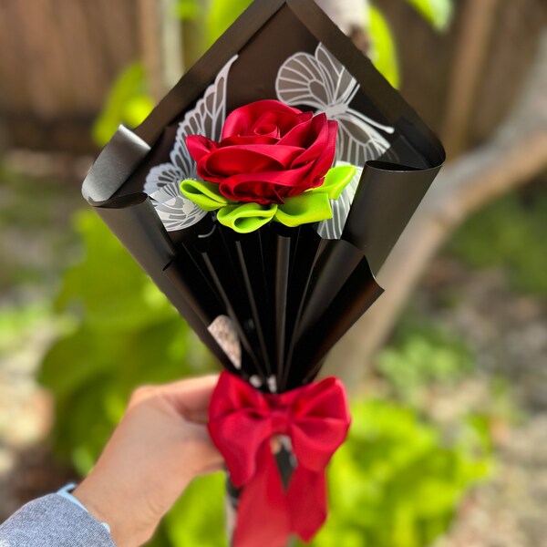 Ribbon Rose Bouquet - Etsy
