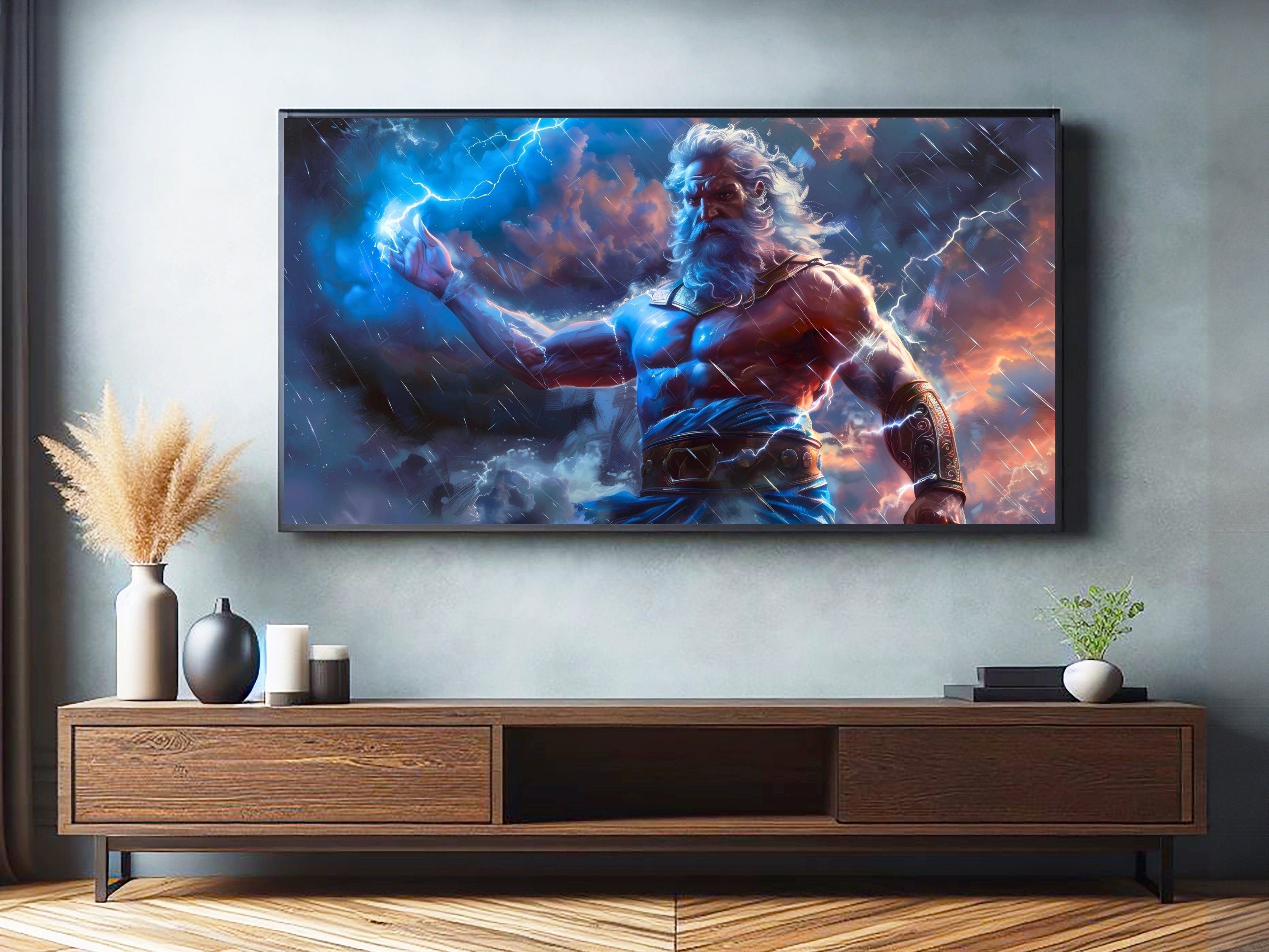 Zeus TV Frame Art - TV Digital Wallpaper - Greek God - Mythology - Etsy
