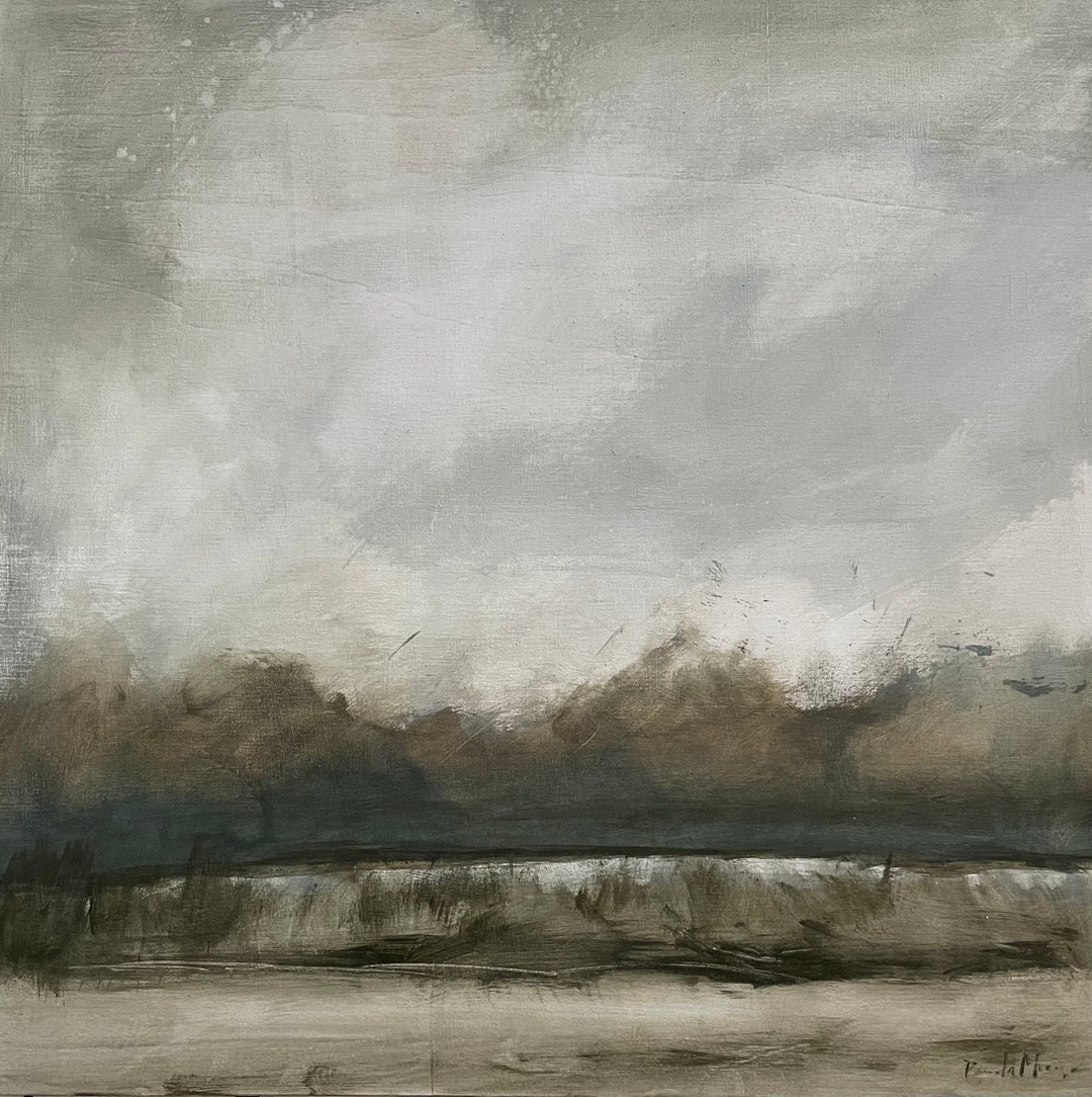 Original Abstract Landscape Brown Landscape Moody Landscape River Grey ...
